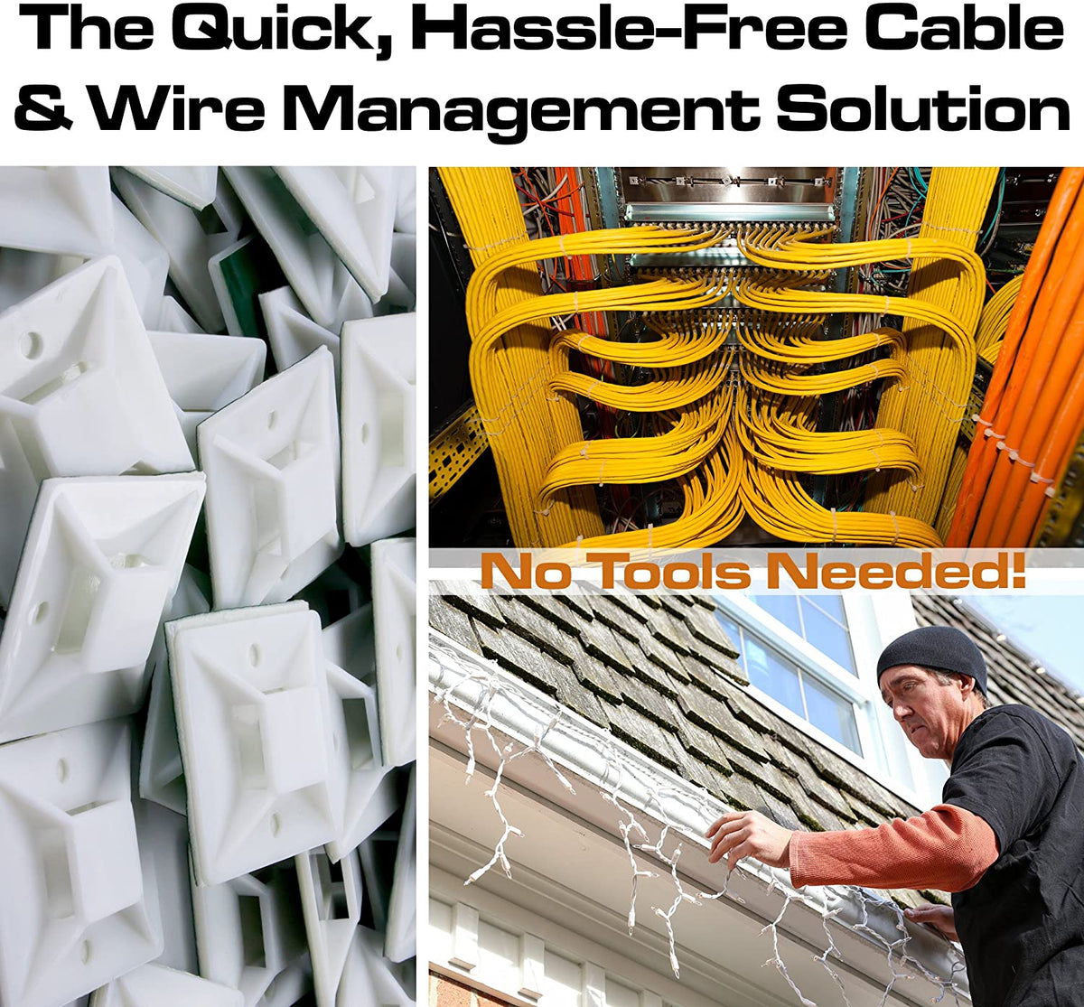 Super-Adhesive X-Large Cable Tie Mounts 100 Pack For Fast, Frustration ...